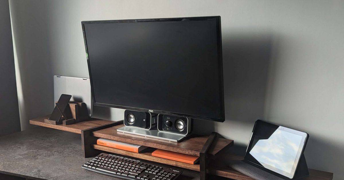 Adjustable Black Walnut monitor stand/shelf/riser, iMac stand, Desk ...