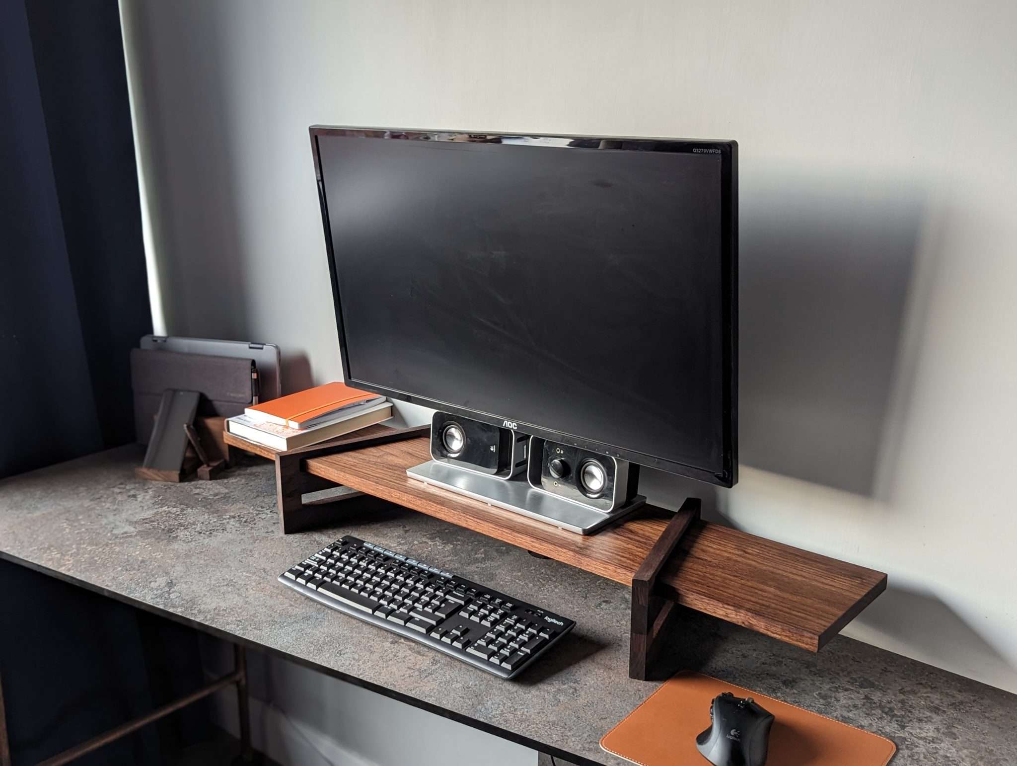 Adjustable Black Walnut monitor stand/shelf/riser, iMac stand… – Wood ...