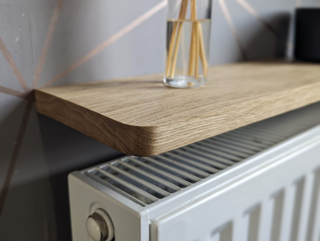 Easy Fit Solid Oak Radiator Shelf - Wood 'N' Pegs
