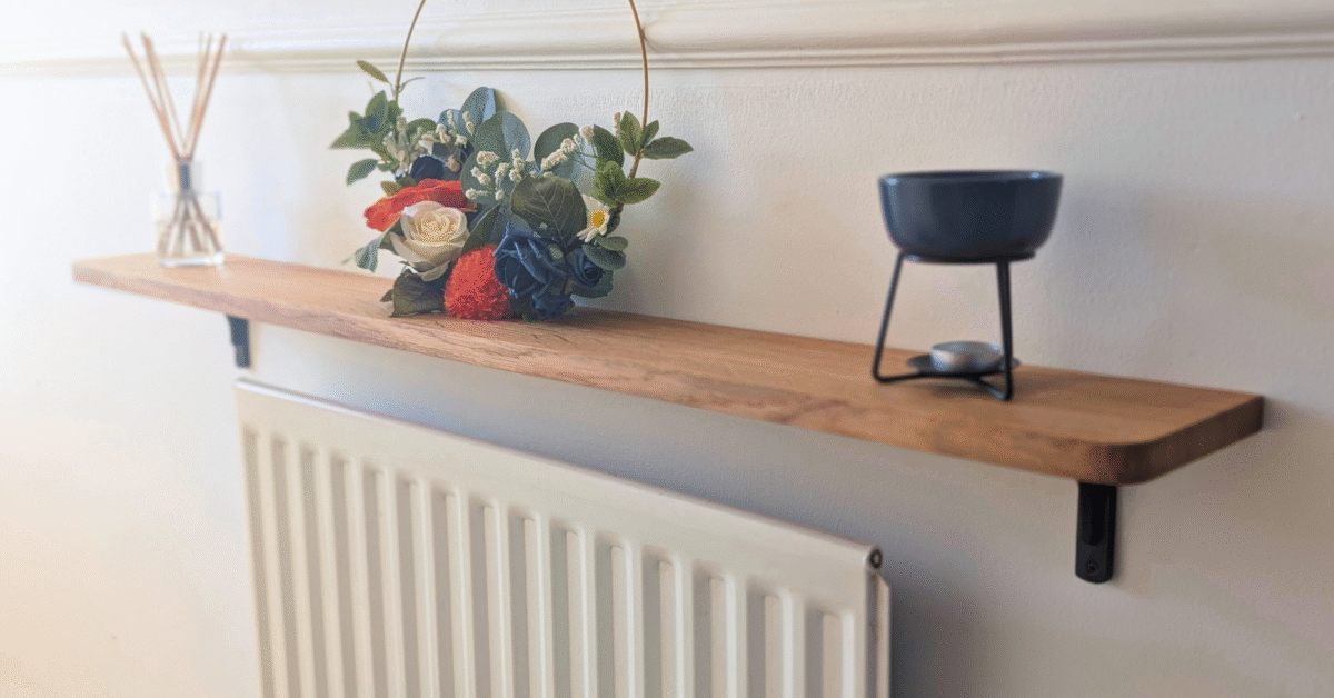 Solid Oak Radiator Shelf with Cast Iron Brackets – Wood 'N' Pegs